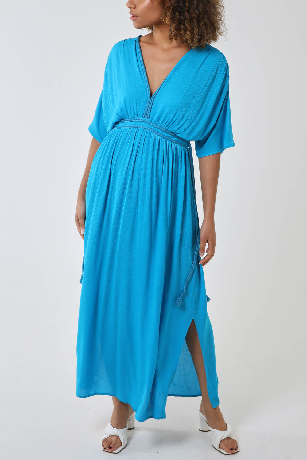 Rope Detail Plunge Batwing Maxi Dress