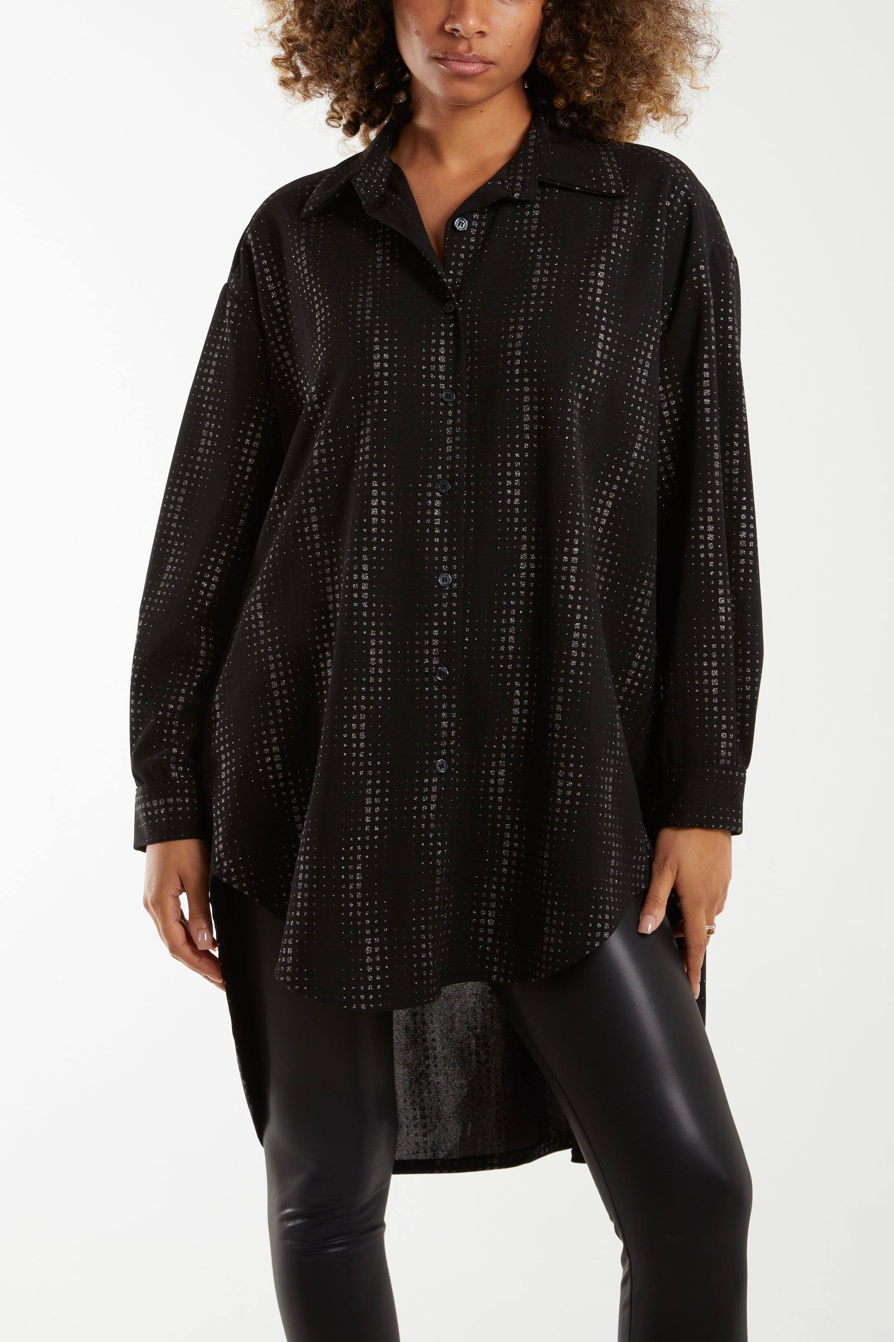 Abstract Glitter Pattern Oversize Shirt